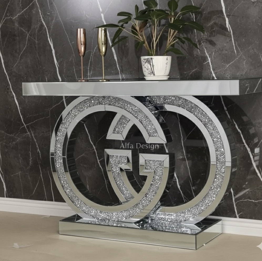 O-Shaped Base Diamond Crush Console Table – Alfa Design
